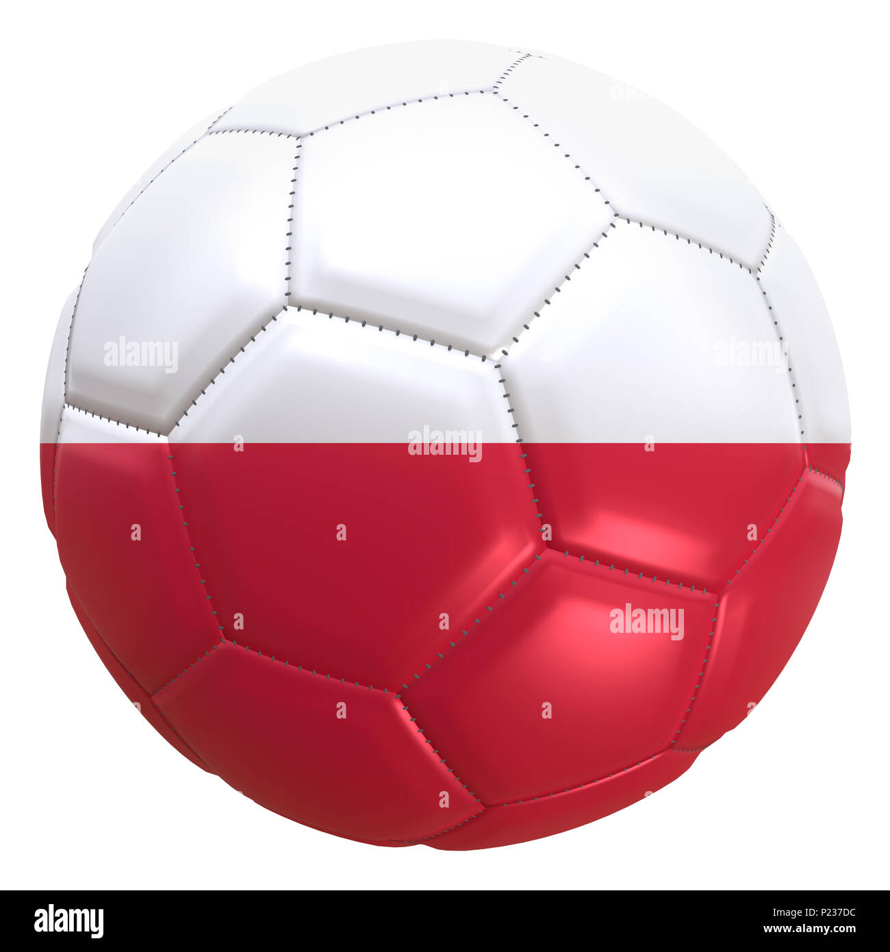 3d rendering of a Poland flag on a soccer ball. Poland is one of the ...
