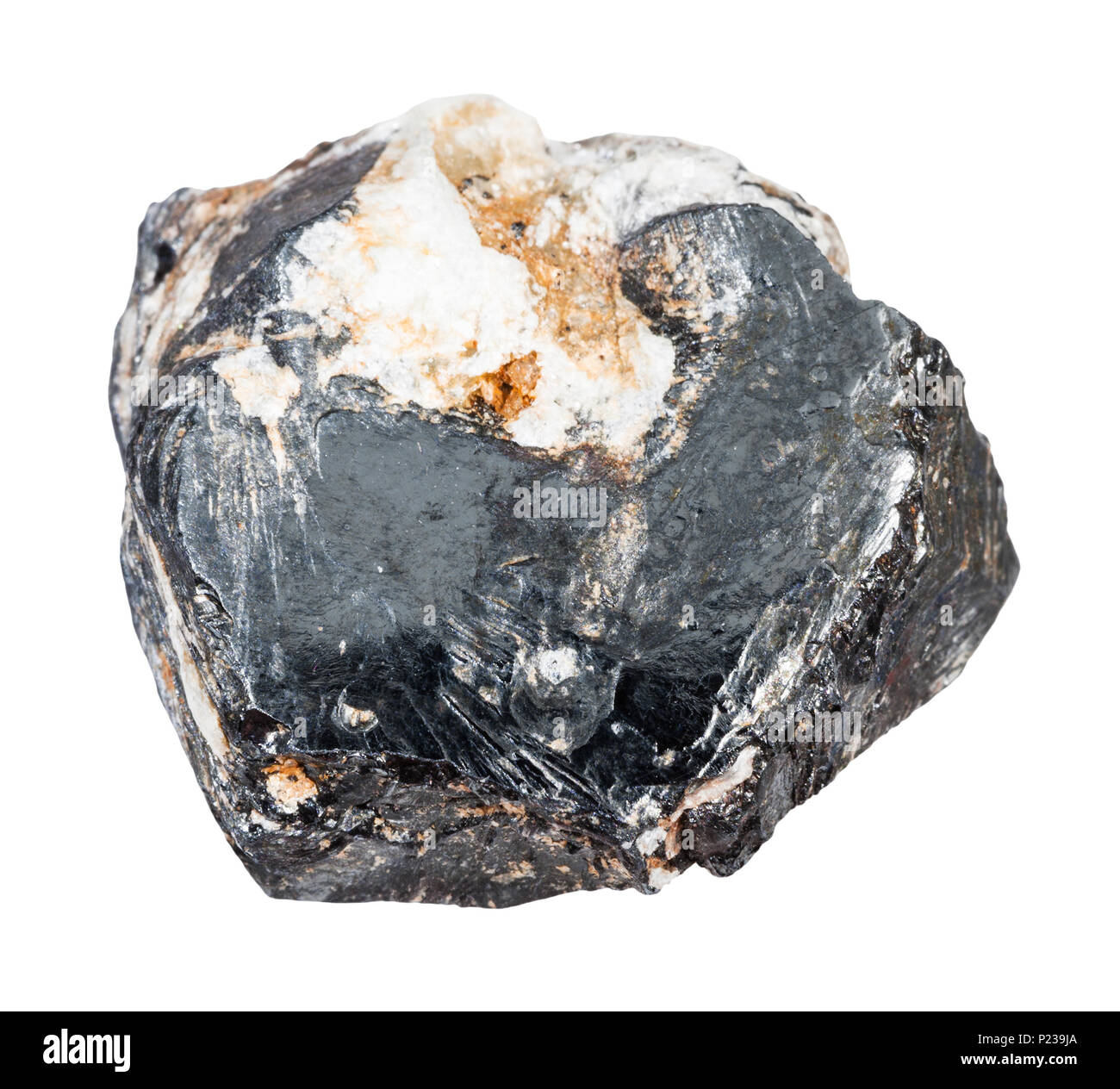macro shooting of natural mineral - raw Hematite crystal isolated on ...