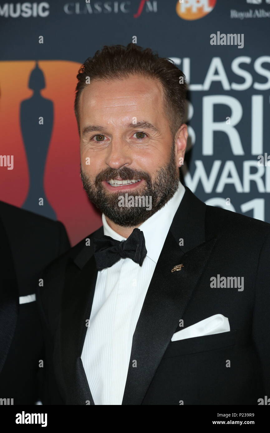 Alfie Boe arrives at the Classic Brit Awards 2018, at the Royal Albert Hall in London Stock ...