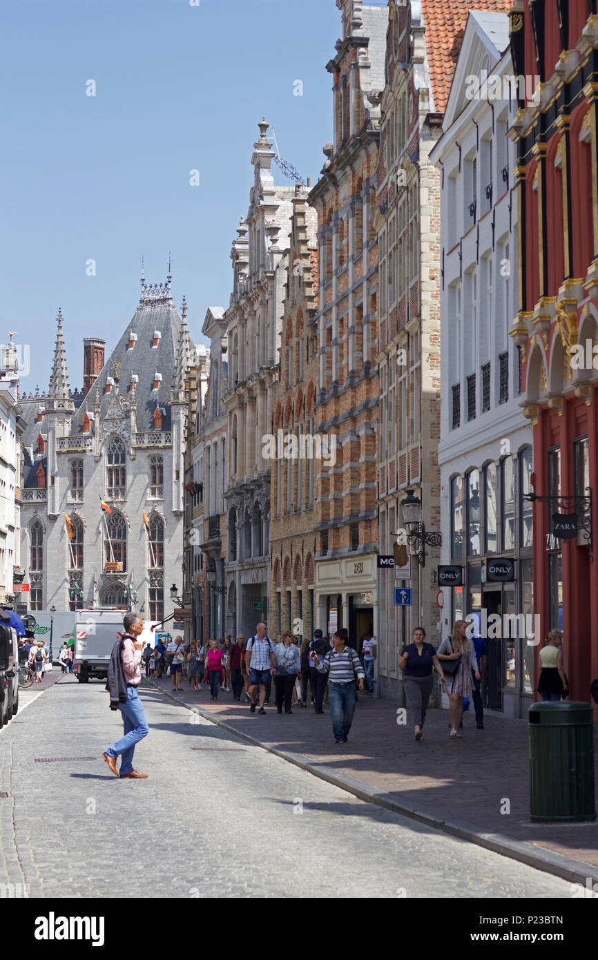 A Busy Street in Bruges Stock Photo - Alamy