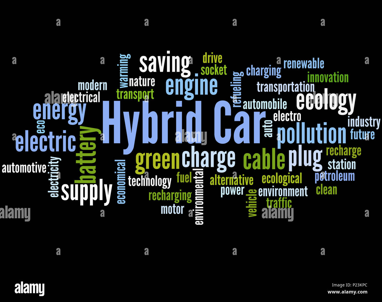Hybrid car, word cloud concept on black background Stock Photo - Alamy