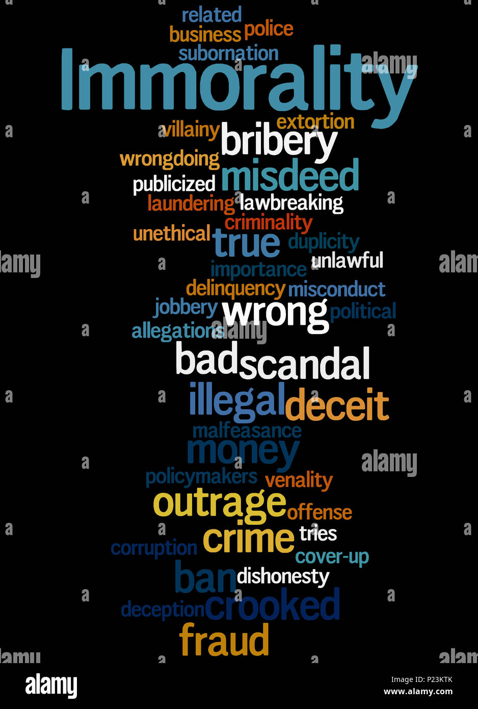 Immorality, word cloud concept on black background Stock Photo - Alamy