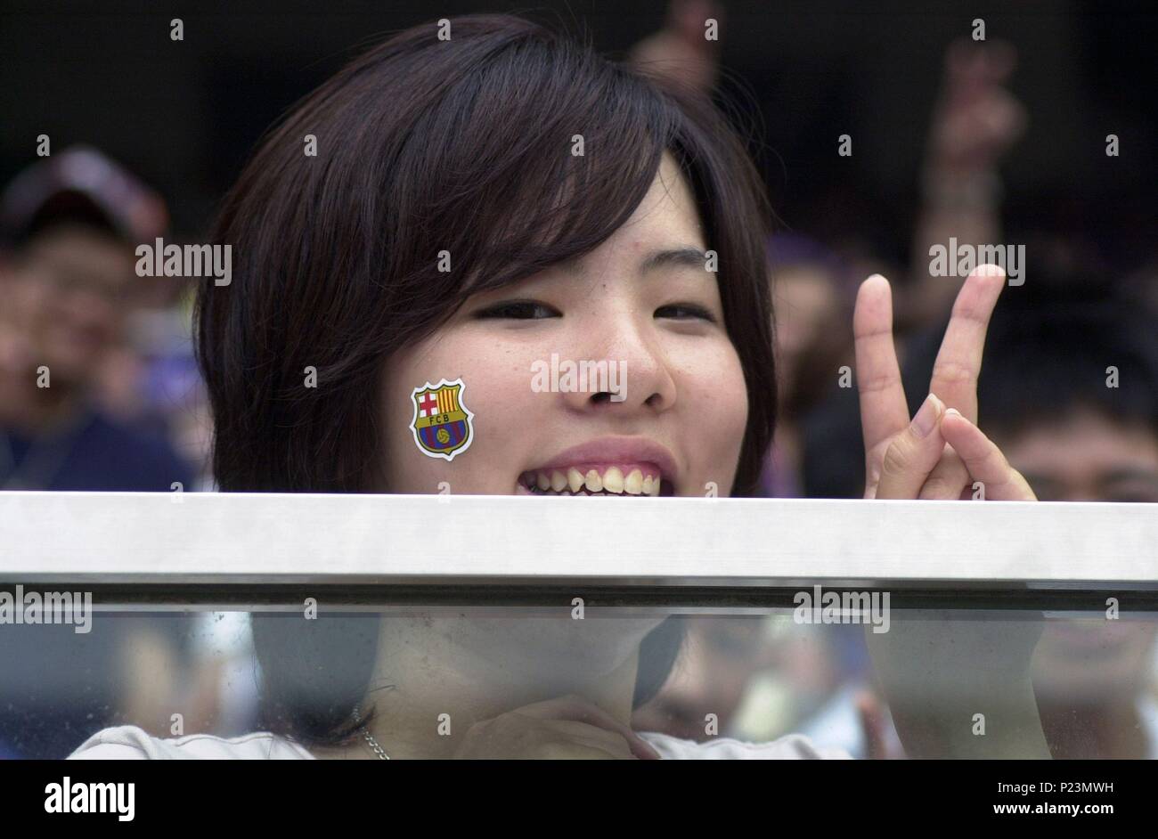 12 / 02 / 2001; Tokyo, Japanese Fans from FC Barcelona soccer team, the ...