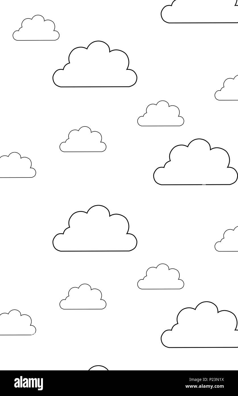 Clouds line art icon. Art illustration isolated on white background ...