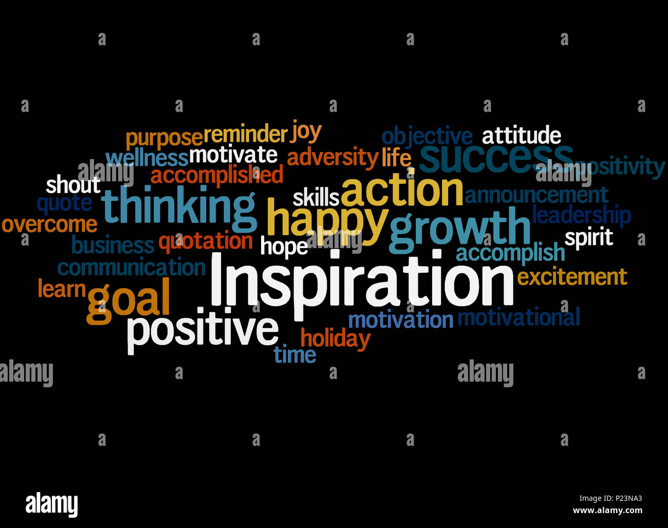 Inspiration, word cloud concept on black background Stock Photo - Alamy