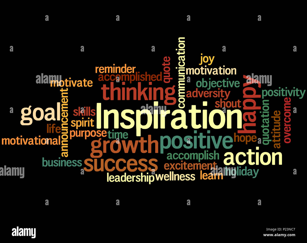 Inspiration, word cloud concept on black background Stock Photo - Alamy
