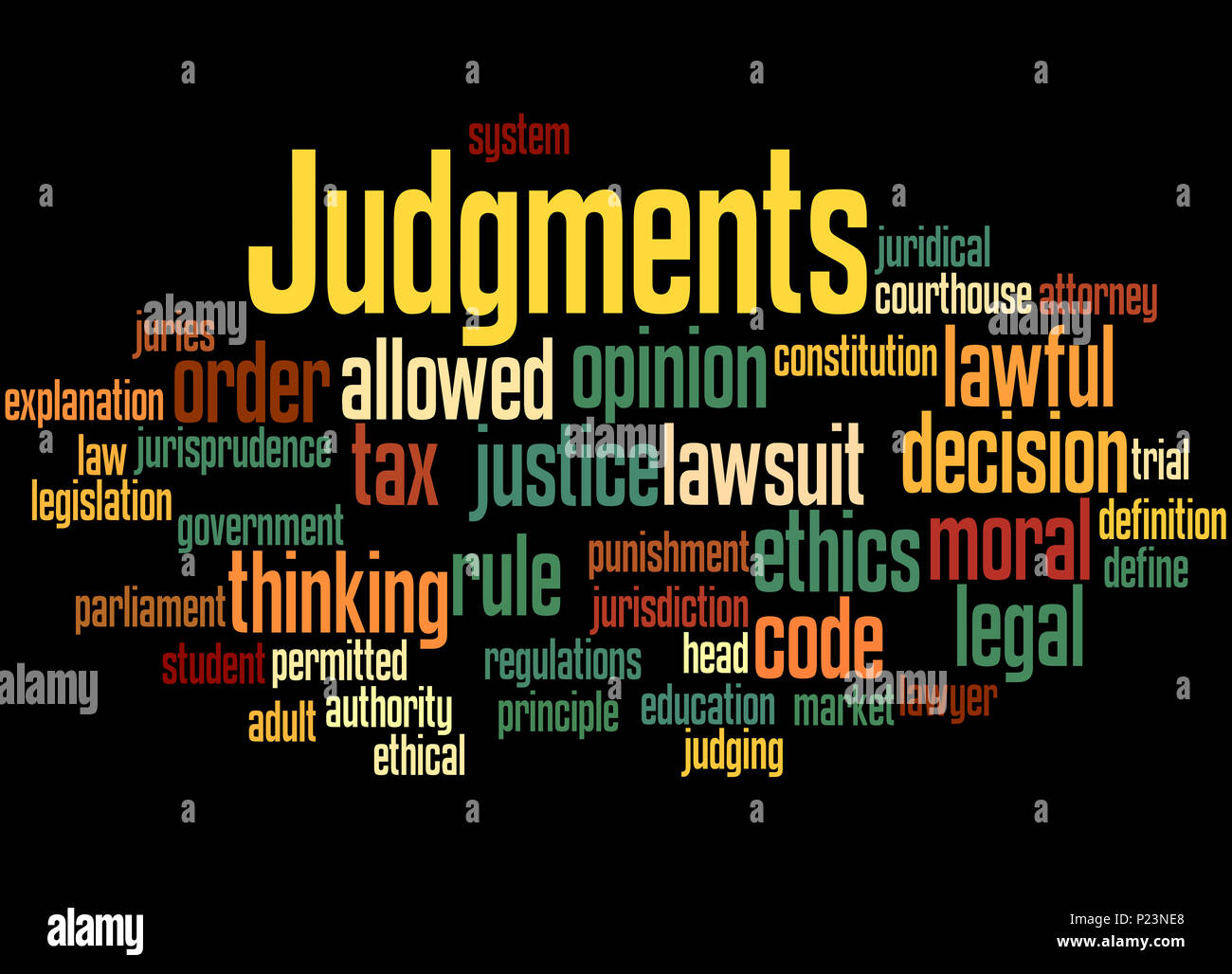 Judgments, word cloud concept on black background Stock Photo - Alamy