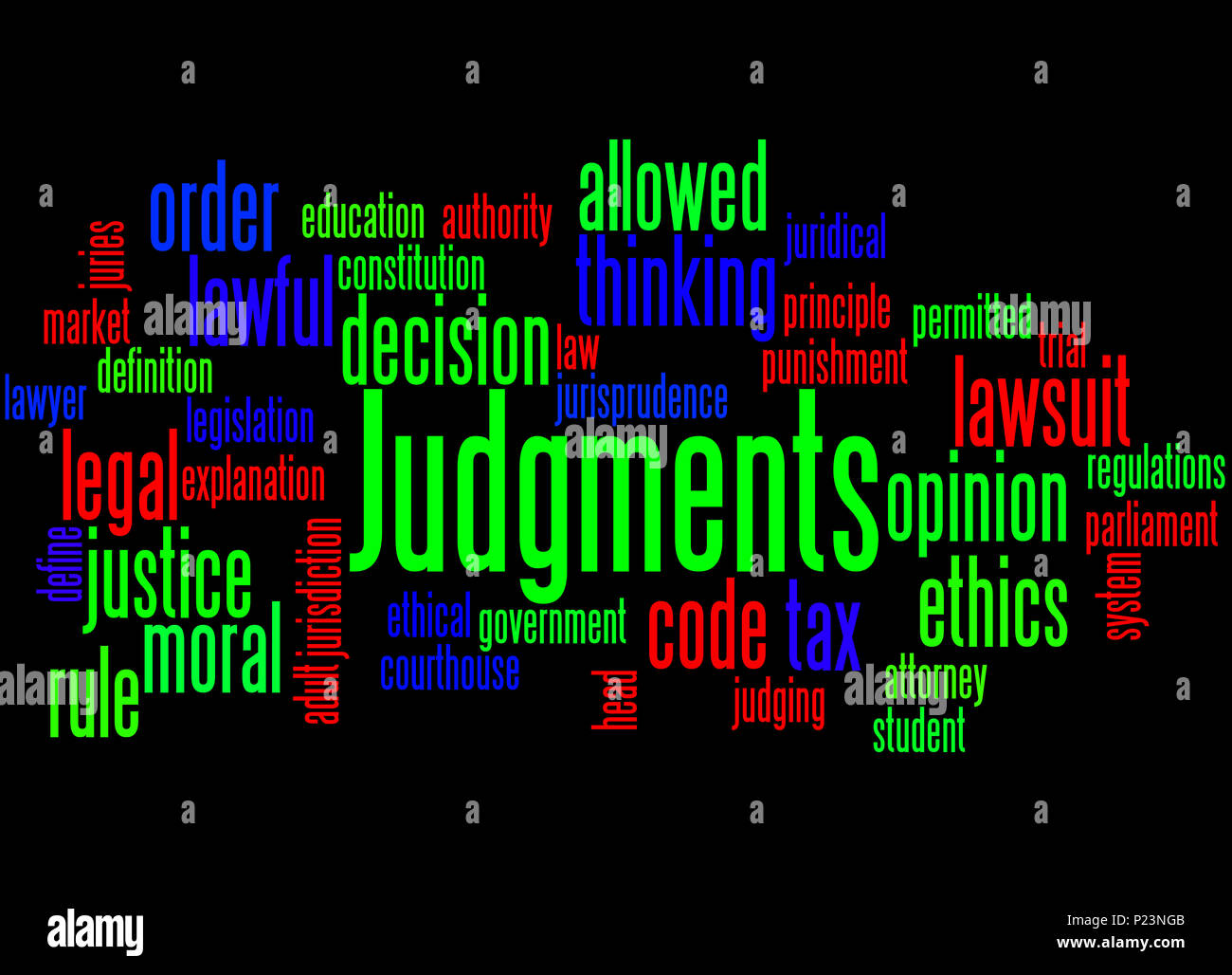 Judgments, word cloud concept on black background Stock Photo - Alamy