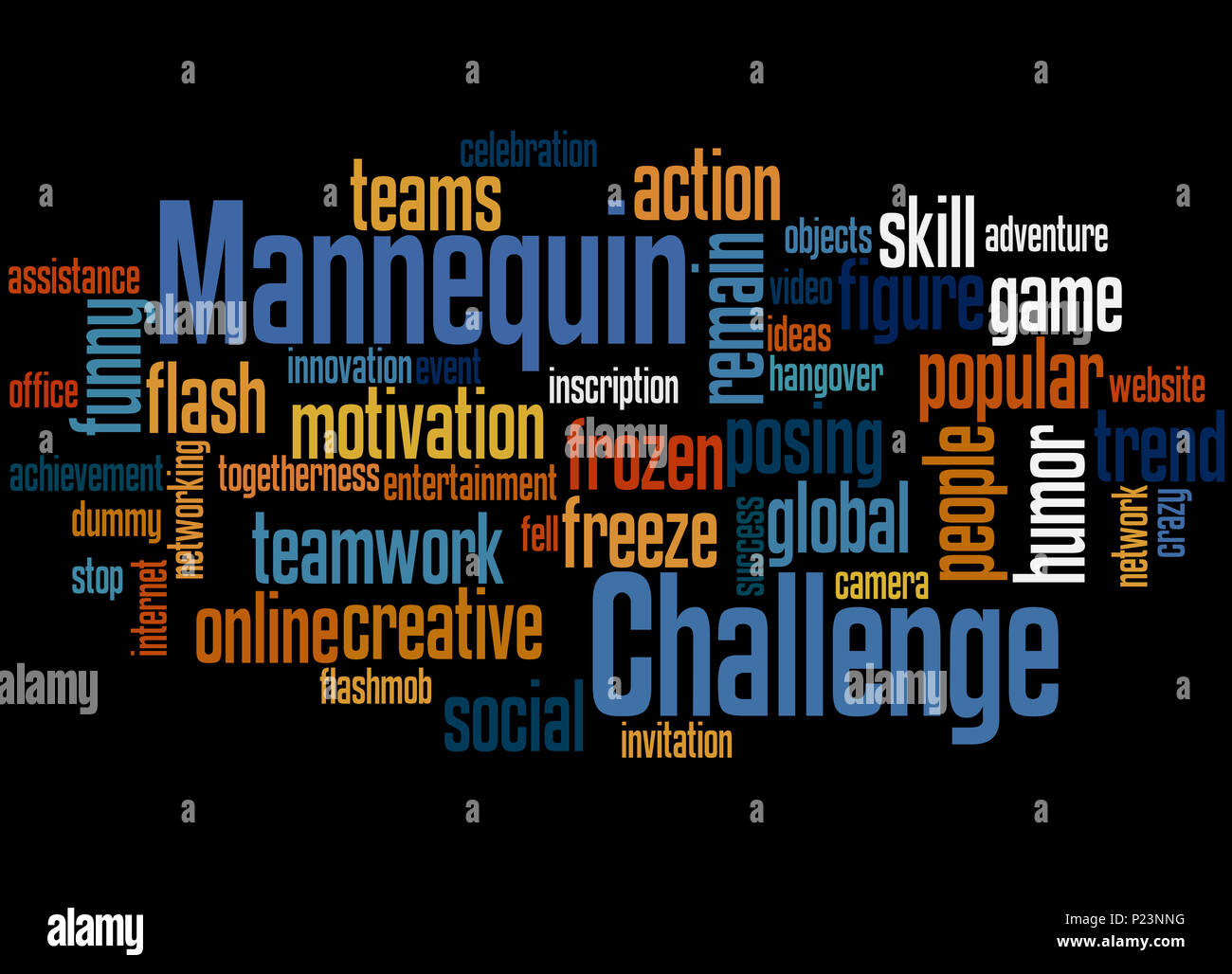 Mannequin challenge, word cloud concept on black background Stock Photo ...
