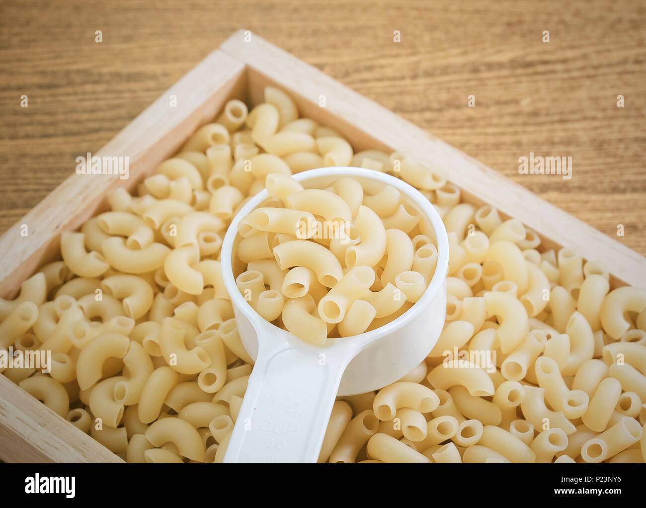Food and Cuisine, Uncooked and Dried Elbow Macaroni or Gomiti Pasta in ...