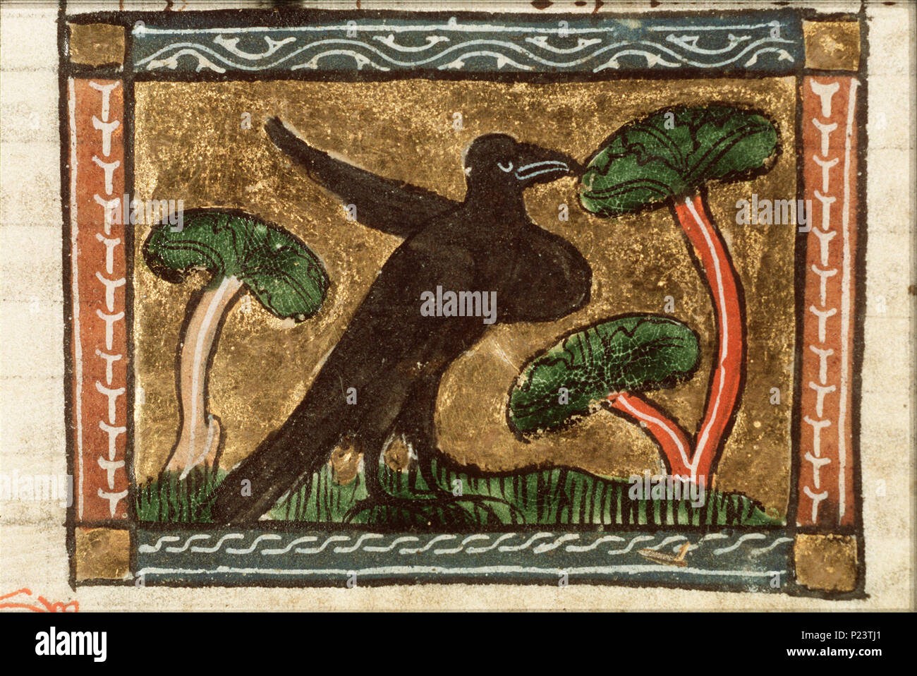 . Monedula (jackdaw) - miniature from folio 095r from Der naturen ...