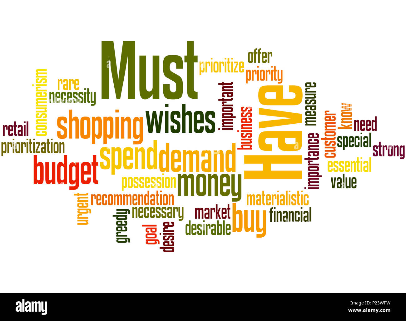 Must Have, word cloud concept on white background Stock Photo - Alamy