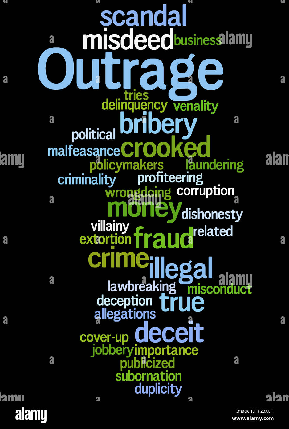 Outrage, word cloud concept on black background Stock Photo - Alamy