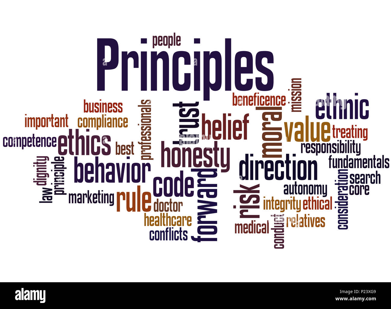 Principles, word cloud concept on white background Stock Photo - Alamy
