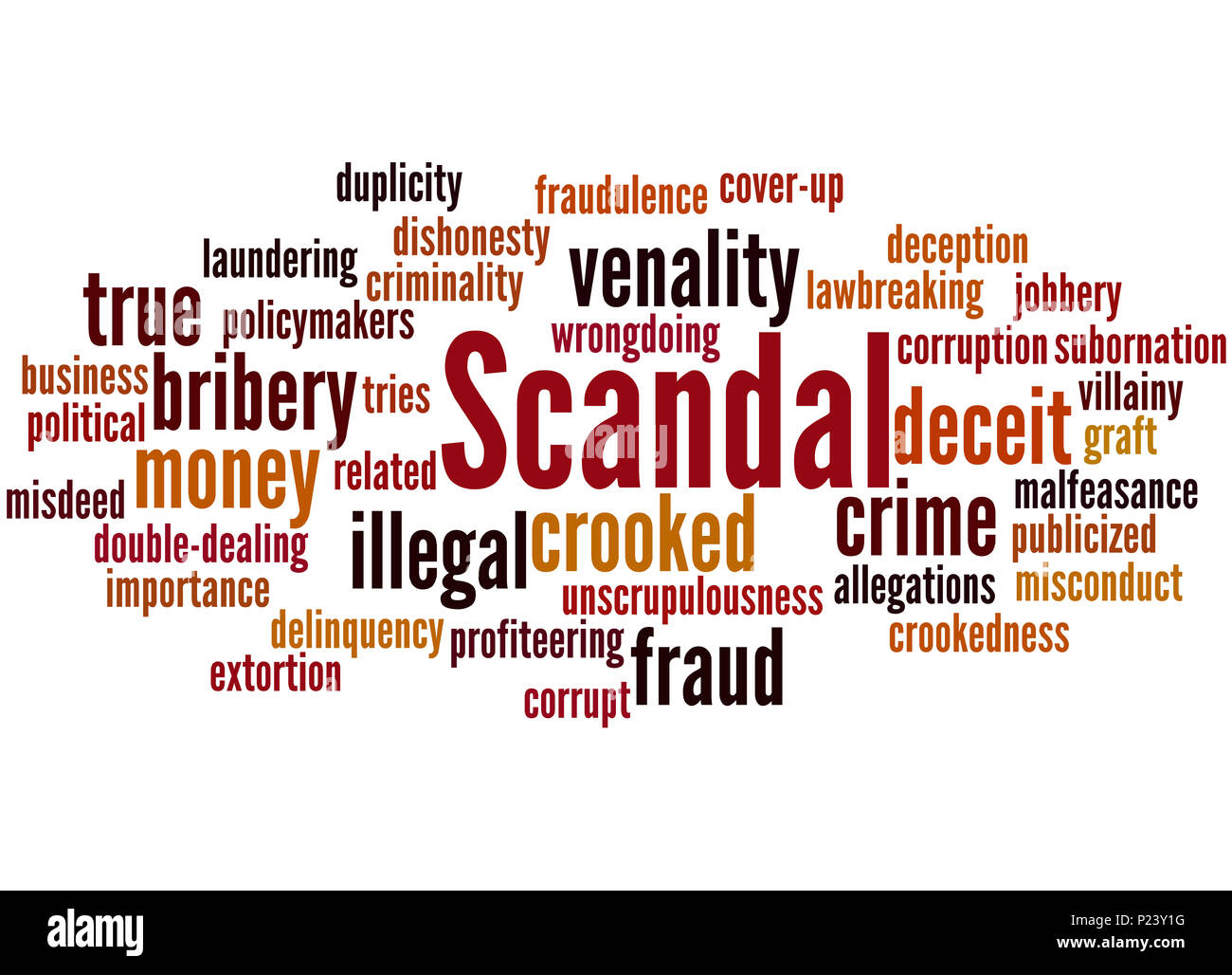 Scandal, word cloud concept on white background Stock Photo - Alamy
