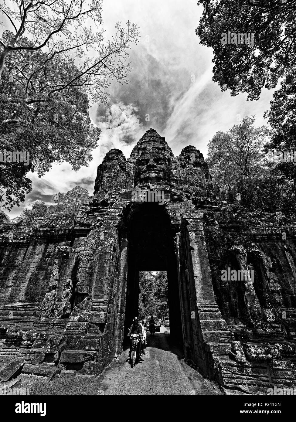 Cambodia temple carvings stone Black and White Stock Photos & Images ...