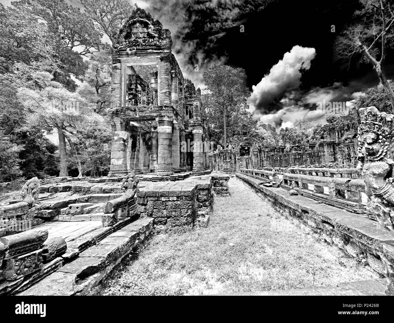 Cambodia Siem Reap Preah Khan two storey temple complex Stock Photo - Alamy