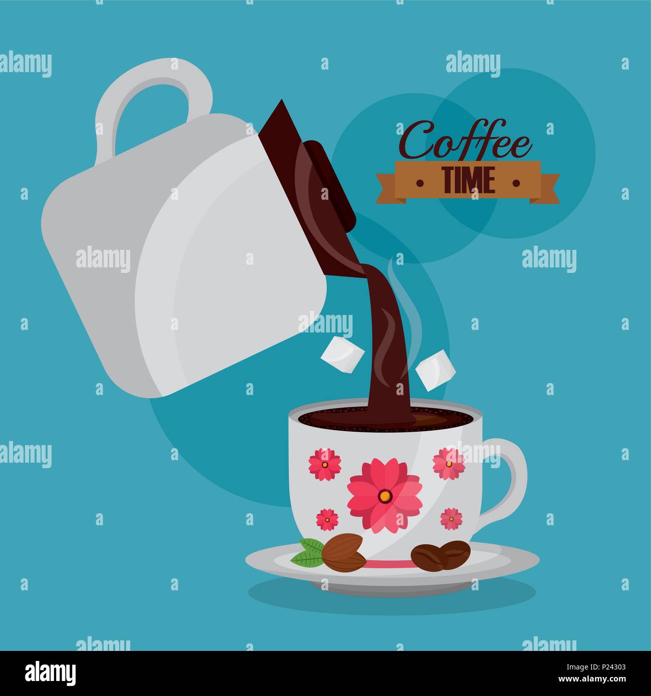 Pouring sugar coffee Stock Vector Images - Alamy