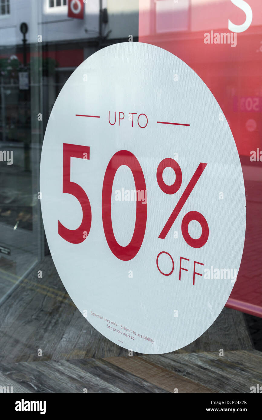 Summer sales sign in Truro (Cornwall) shop window. Metaphor high street ...