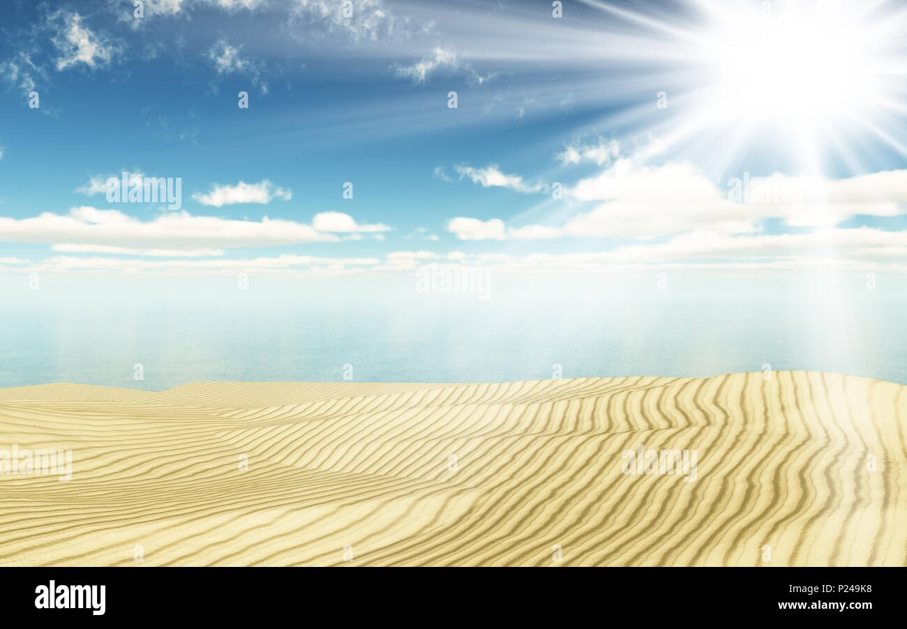 3D render of a sandy beach and ocean landscape Stock Photo - Alamy