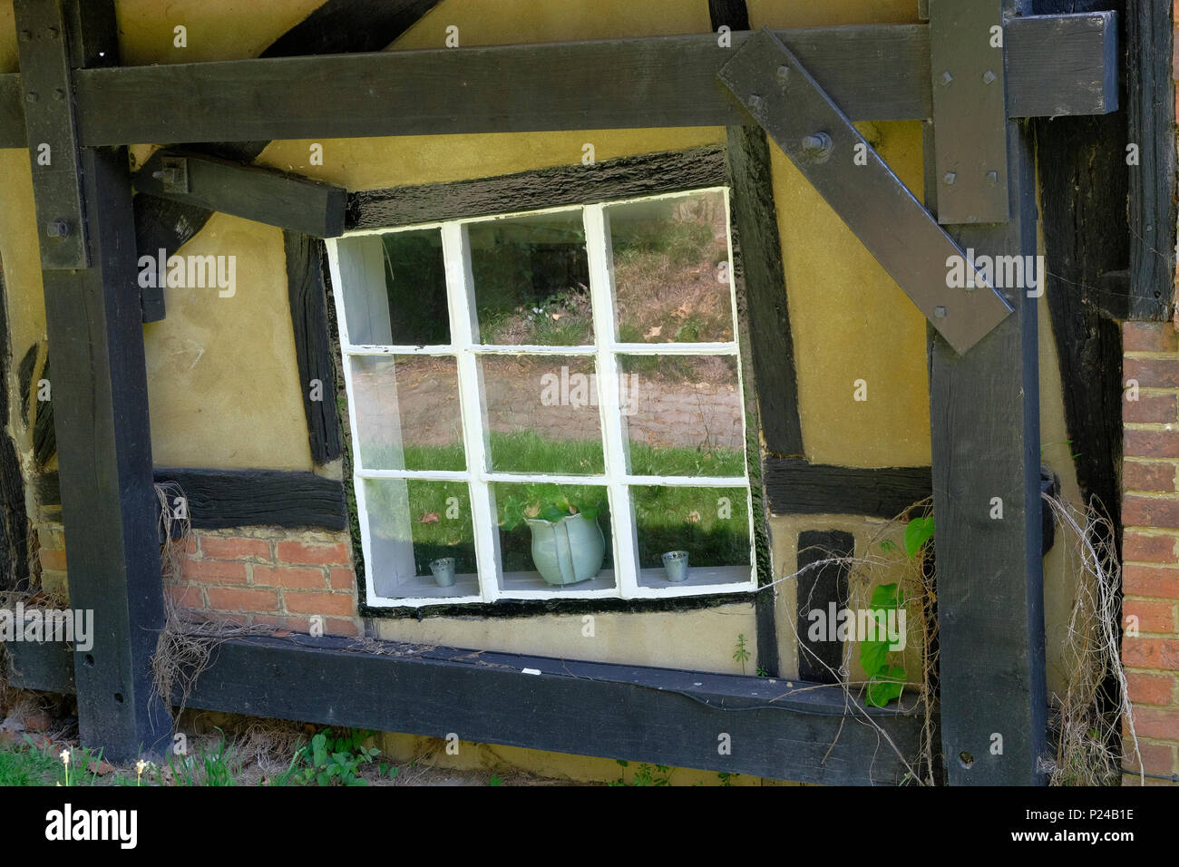 Crooked house window supported by steel plate, tenterden, kent, uk ...