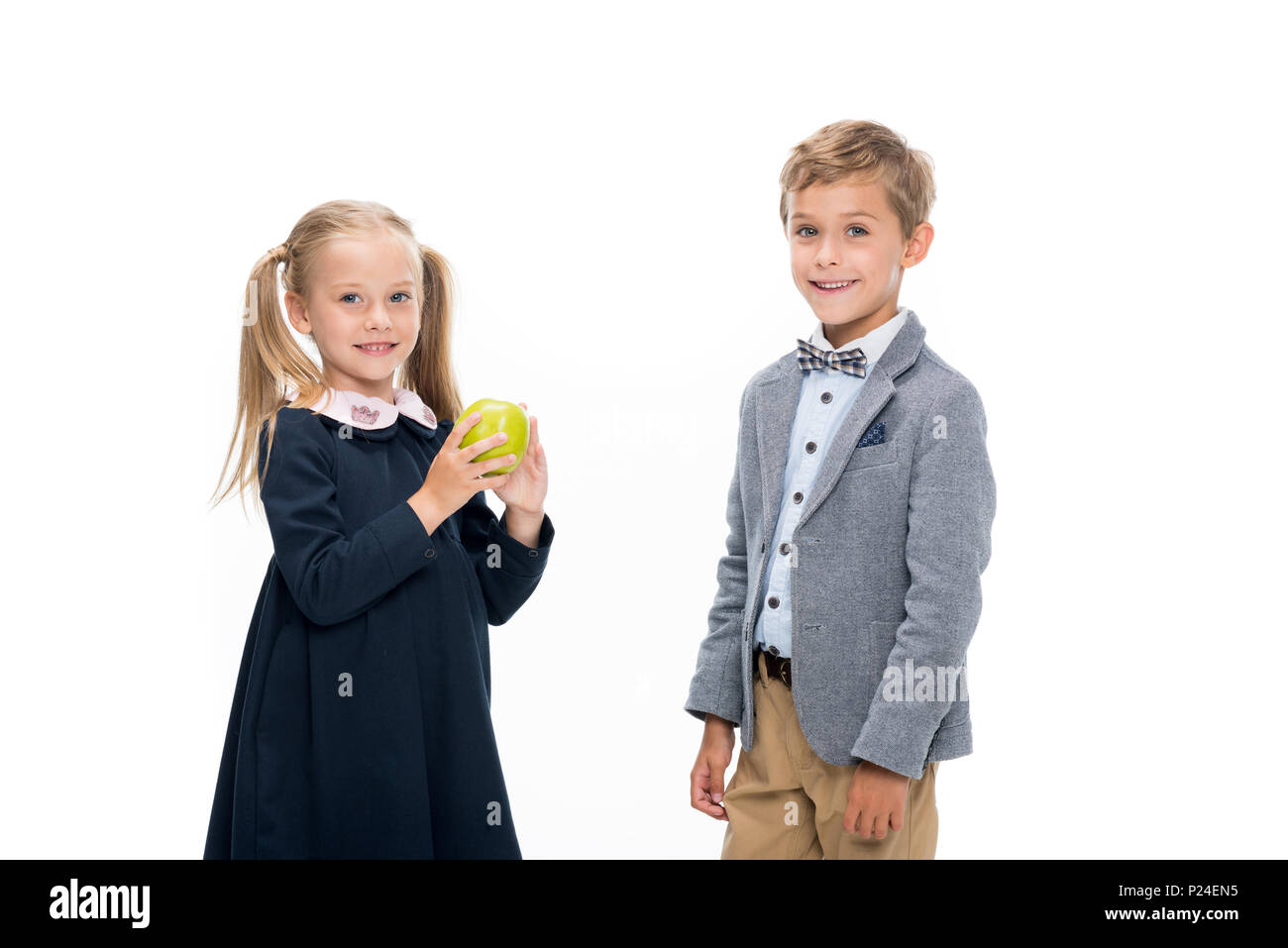 Boy eat apple on white hi-res stock photography and images - Alamy