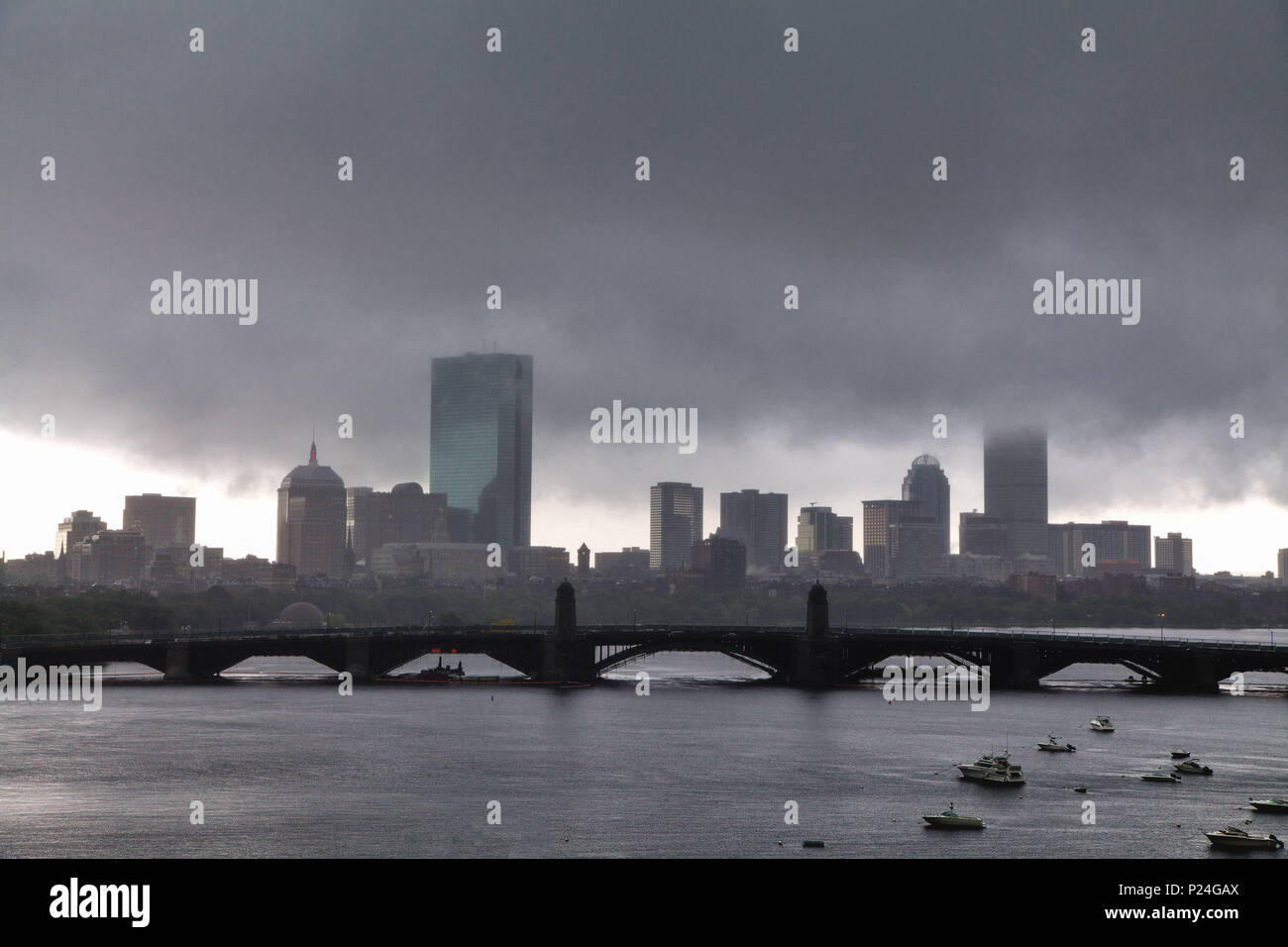 The USA, Massachusetts, Boston, skyline, rain front Stock Photo - Alamy