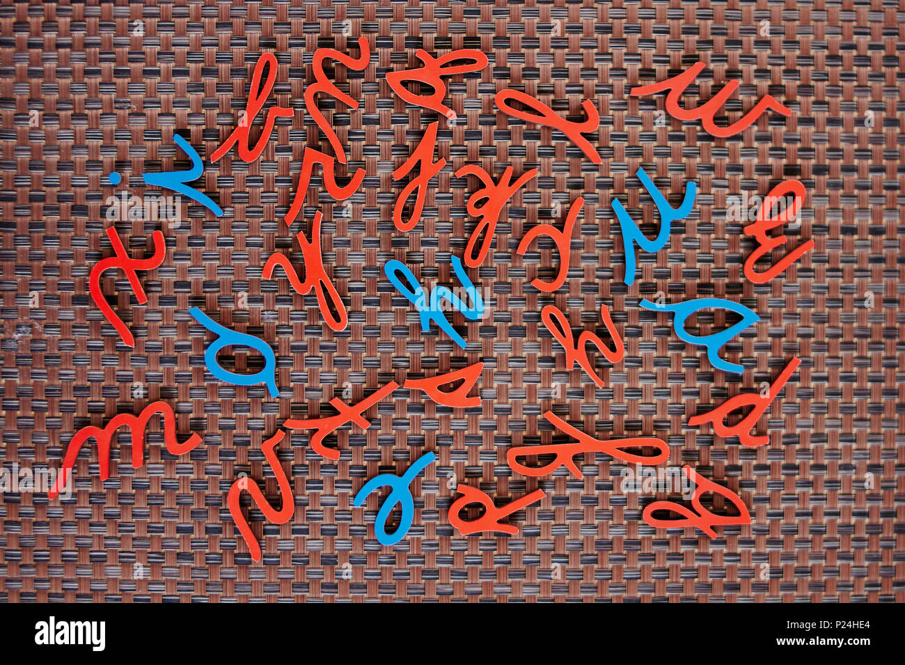 Random blue and red letters Stock Photo - Alamy