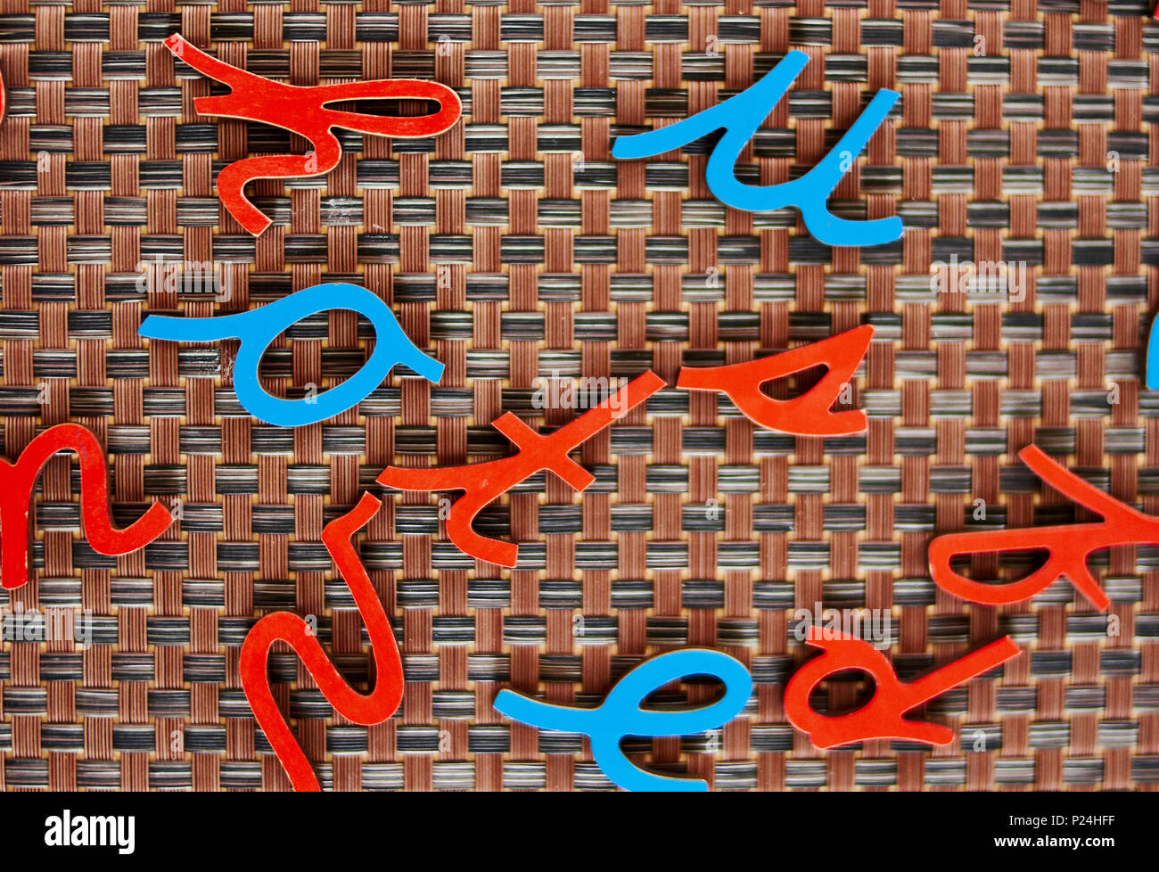 Random blue and red letters Stock Photo - Alamy
