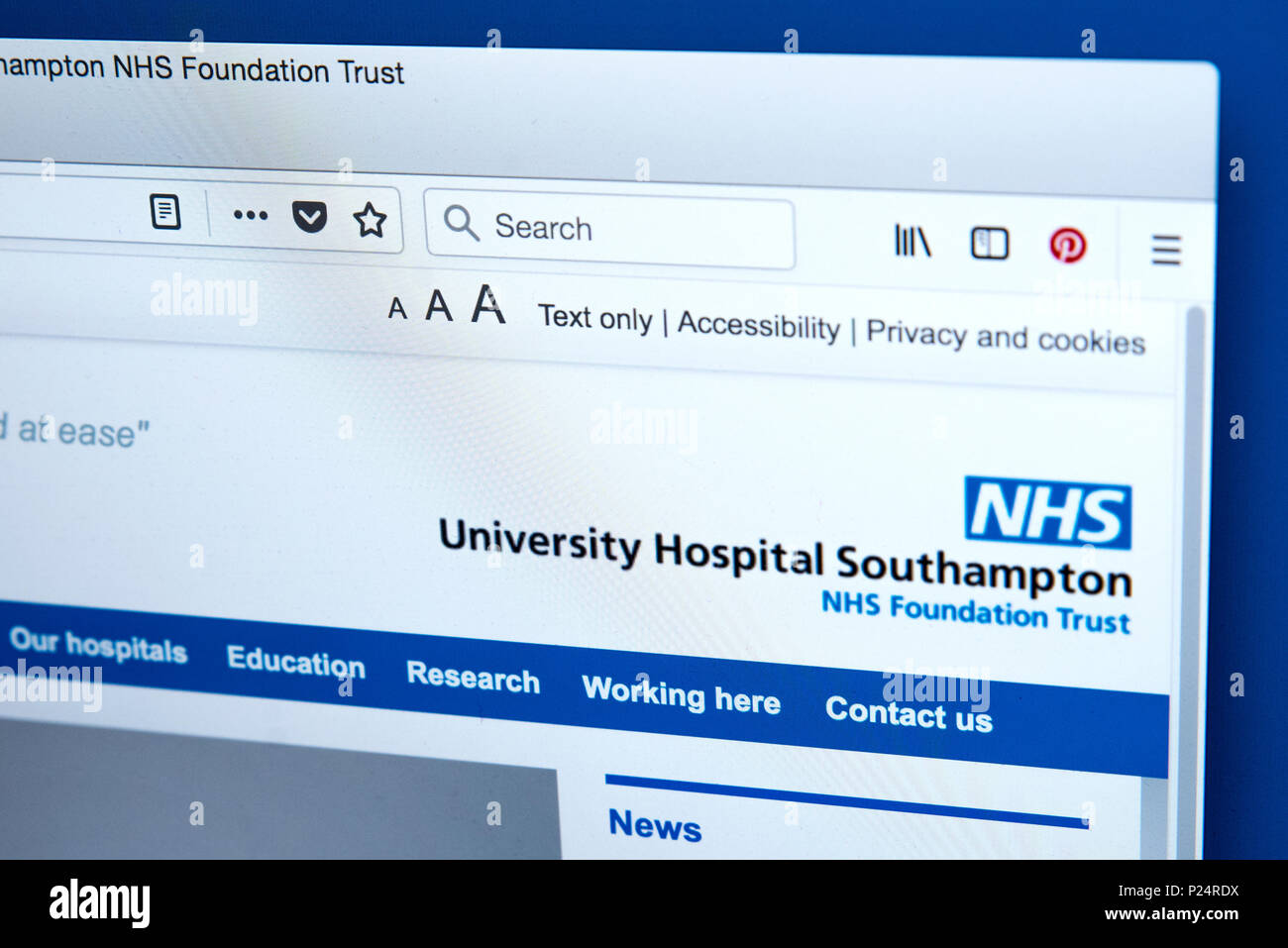 LONDON, UK - MARCH 5TH 2018: The homepage of the official website for the University Hospital ...