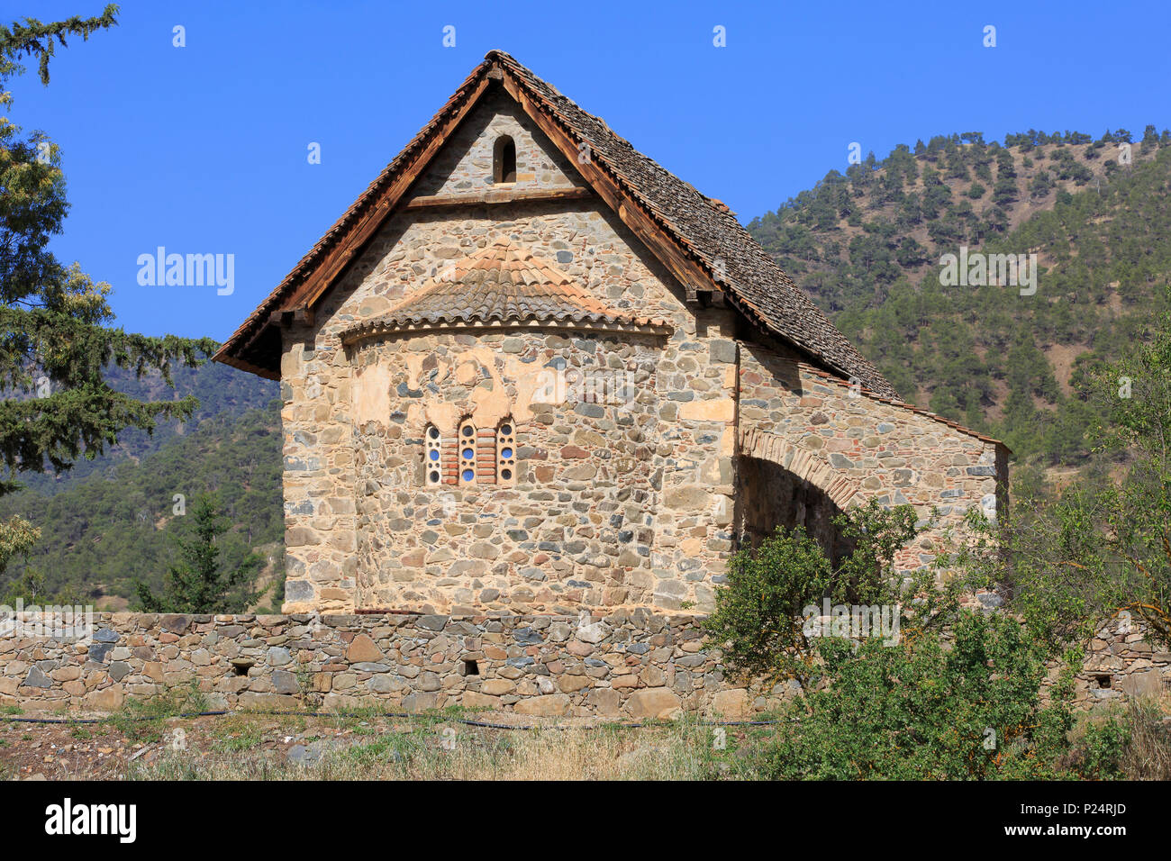 Facade of the 12th-century Byzantine Greek Orthodox Church of Panayia ...