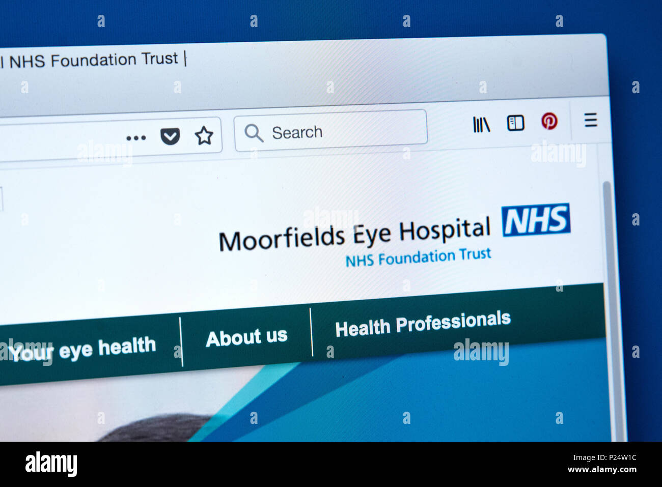 LONDON, UK - MARCH 5TH 2018: The homepage of the official website for the Moorfields Eye ...