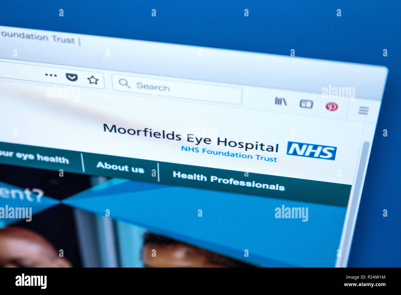 LONDON, UK - MARCH 5TH 2018: The homepage of the official website for the Moorfields Eye ...