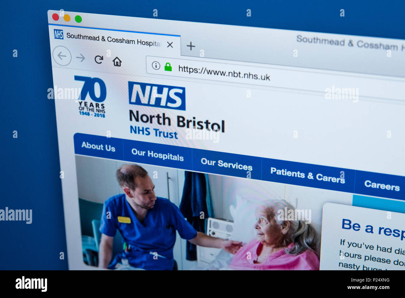 LONDON, UK - MARCH 5TH 2018: The homepage of the official website for the North Bristol NHS ...