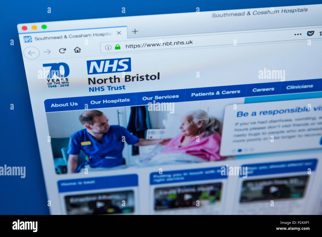 LONDON, UK - MARCH 5TH 2018: The homepage of the official website for the North Bristol NHS ...