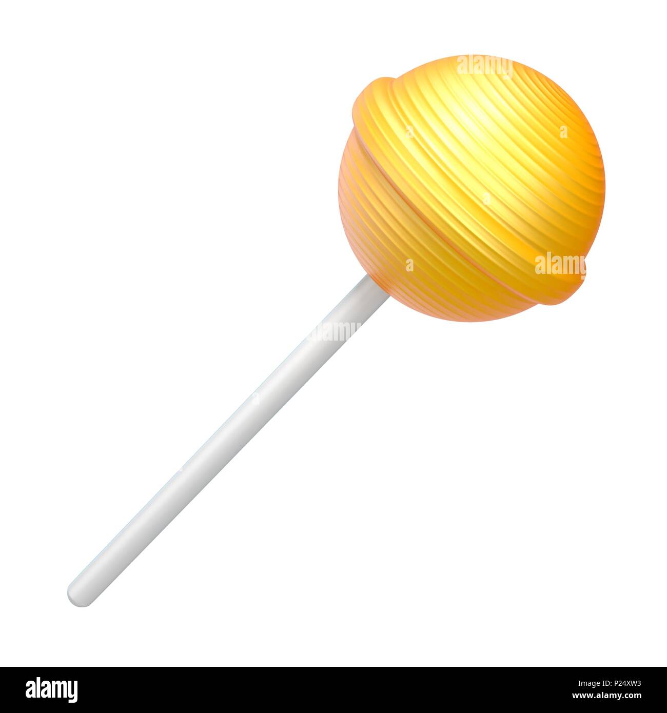 Yellow lollipop 3D rendering illustration isolated on white background ...