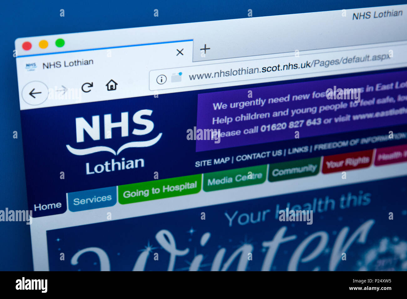 LONDON, UK - MARCH 5TH 2018: The homepage of the official website for NHS Lothian - one of the ...