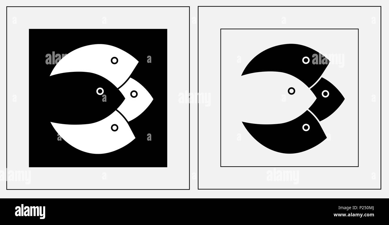 silhouettes of fish in a square fish minimalist logo Stock Vector Image ...
