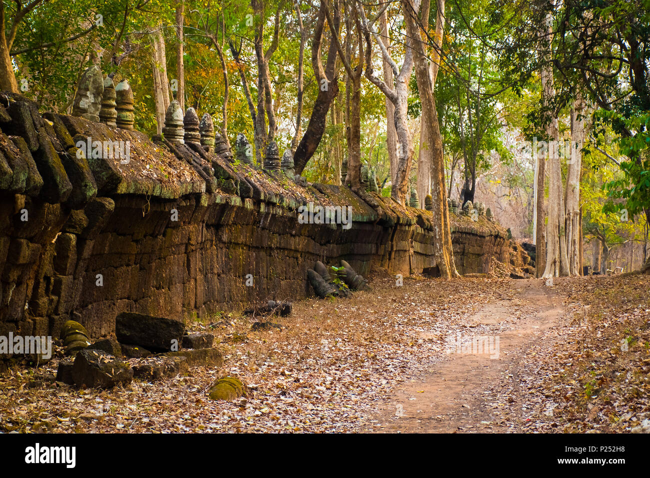 Old ruined wall of ancient complex Koh Ker, Cambodia Stock Photo - Alamy