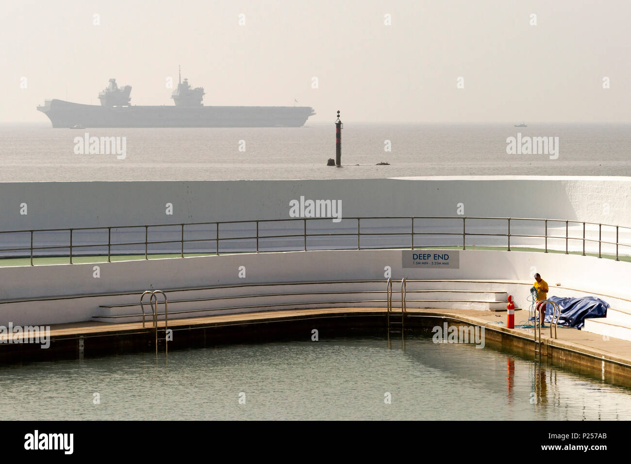 Aircraft carrier HMS Queen Elizabeth visits Penzance in Mount's Bay ...