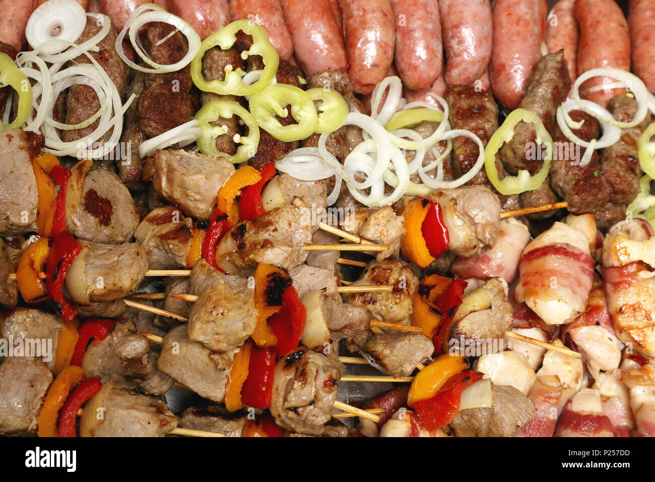 Grilled Mix Meat Prepared On Barbecue Stock Photo - Alamy