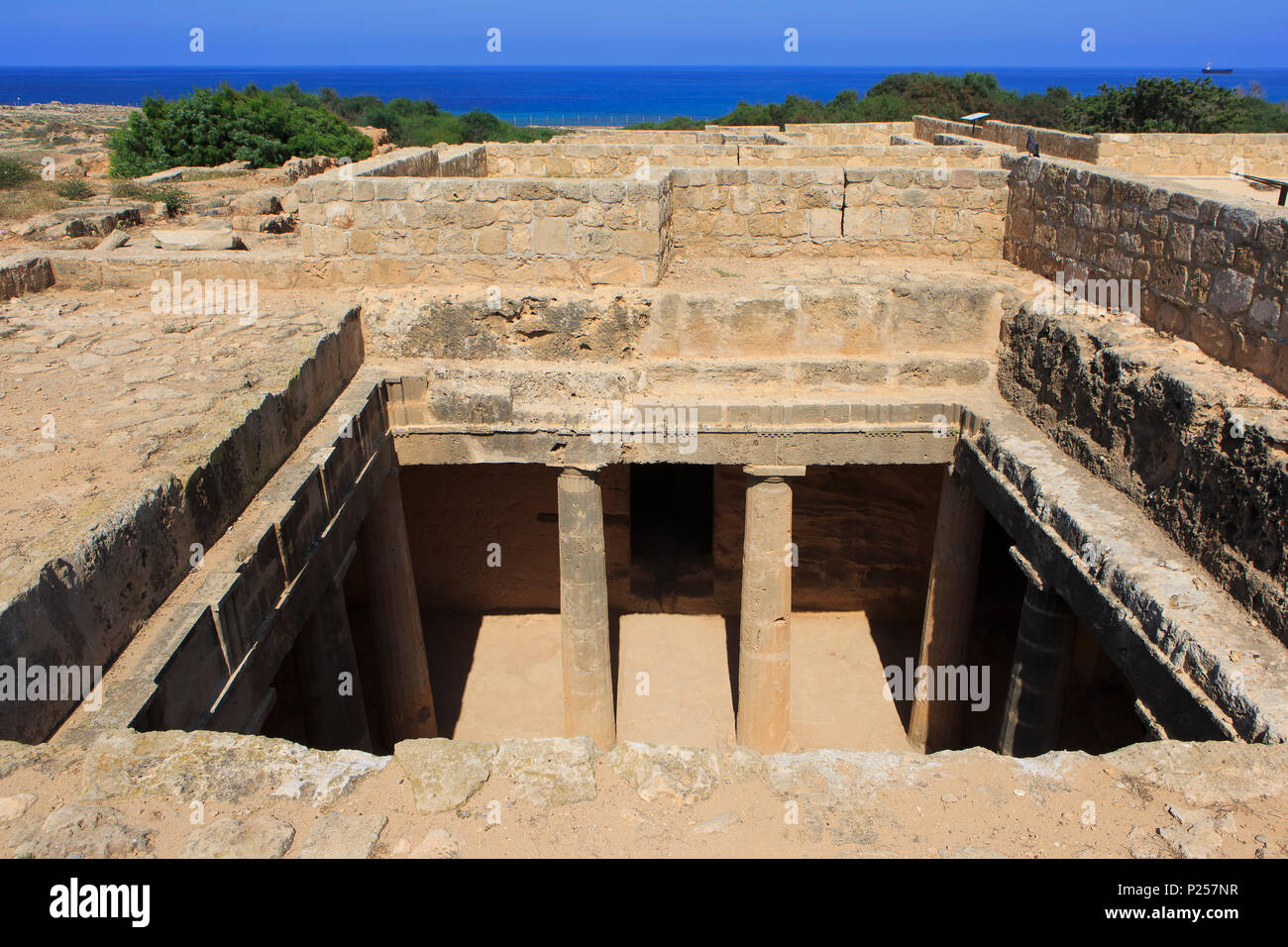 An underground burial place with Doric columns at the Tombs of the ...