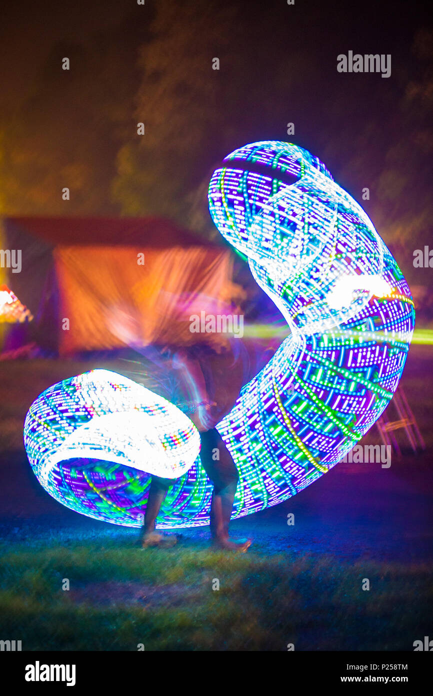Beautiful solo light show performance at night Stock Photo - Alamy