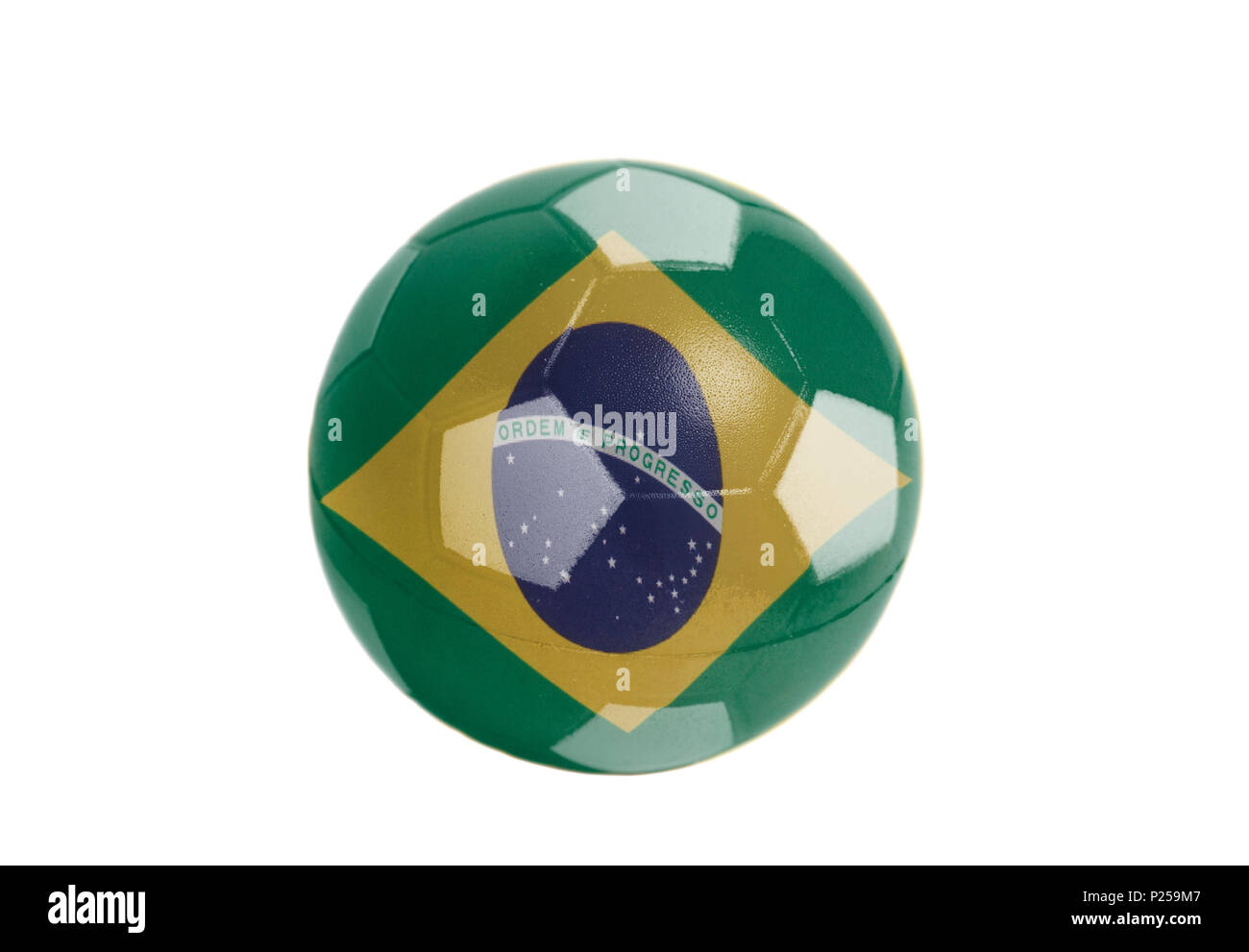 Flag of Brazil on Soccer ball isolated on a white background Stock ...