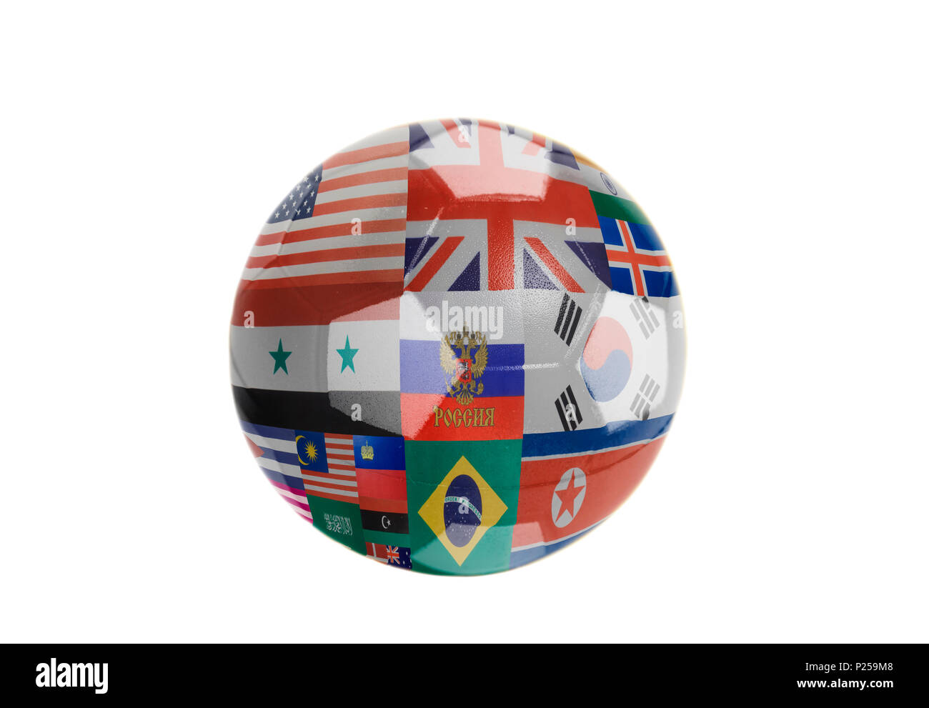 Flags all countries on Soccer ball isolated on a white background Stock ...