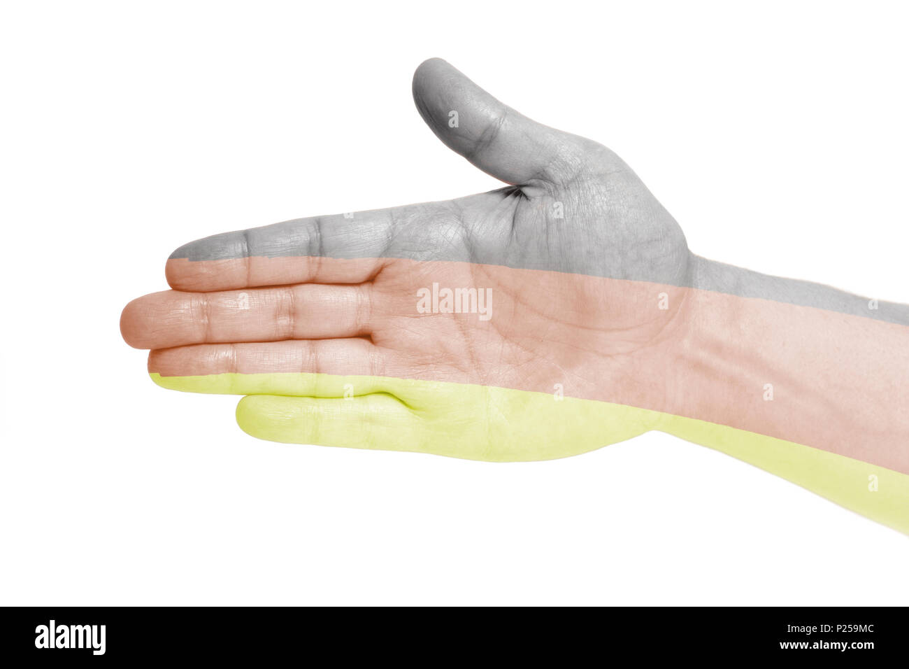 Man hand sign with German flag isolated on white background Stock Photo ...