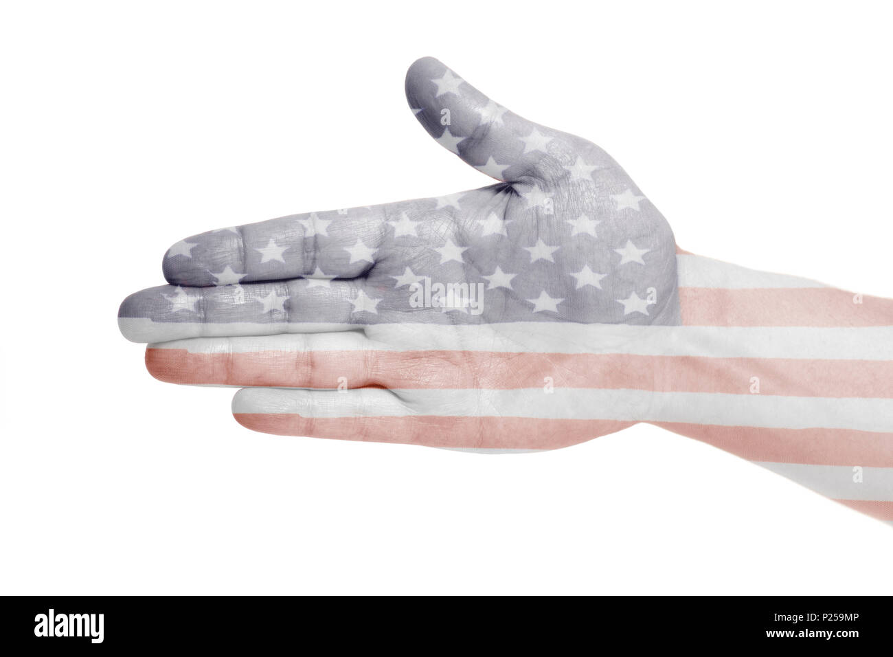 Man hand sign with USA flag isolated on white background Stock Photo ...