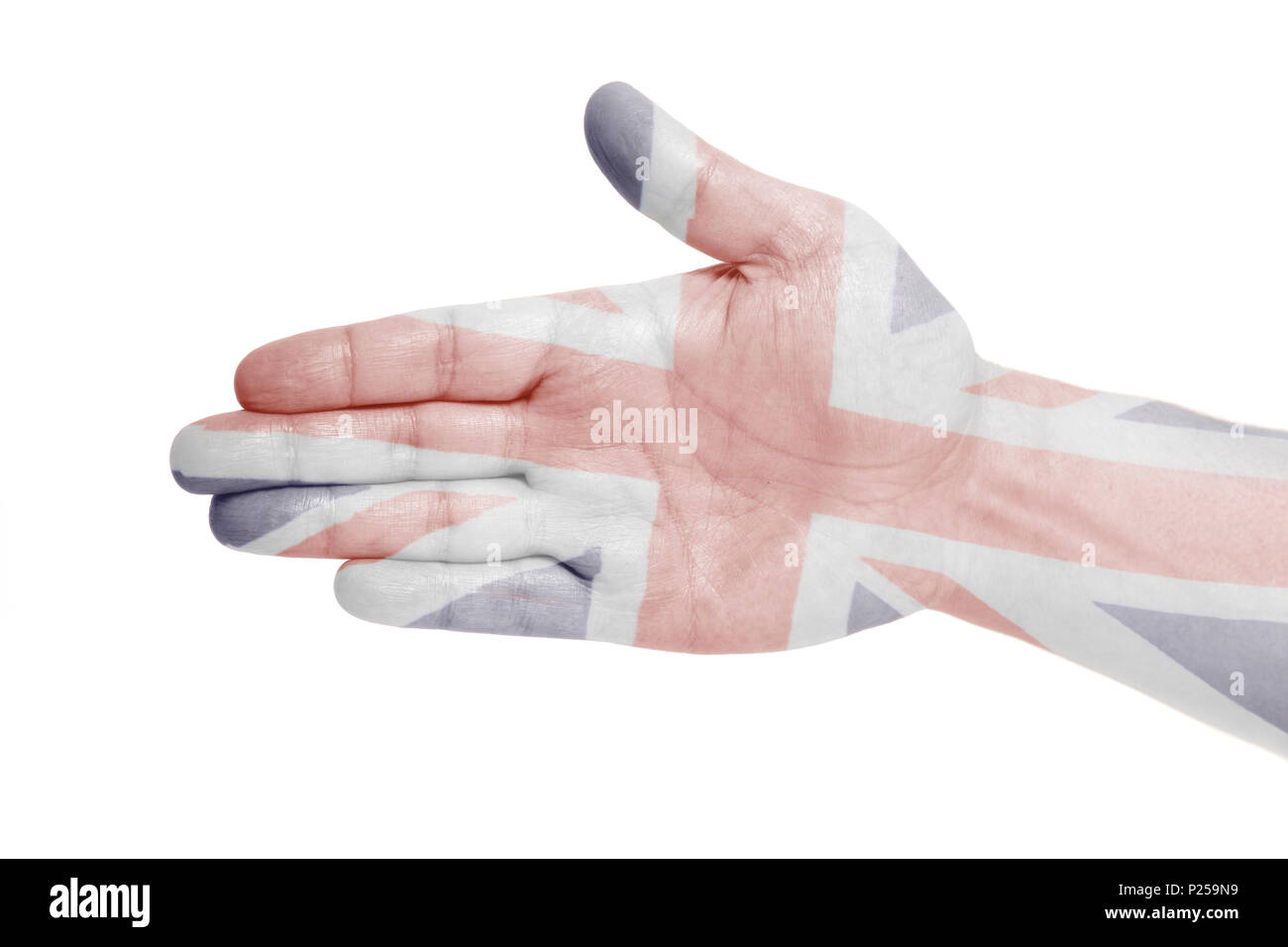 Man hand sign with British flag isolated on white background Stock ...
