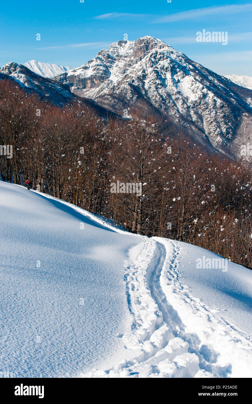 Mount Resegone from Pertus pass in winter season, Lecco, Lombardy, Alps ...