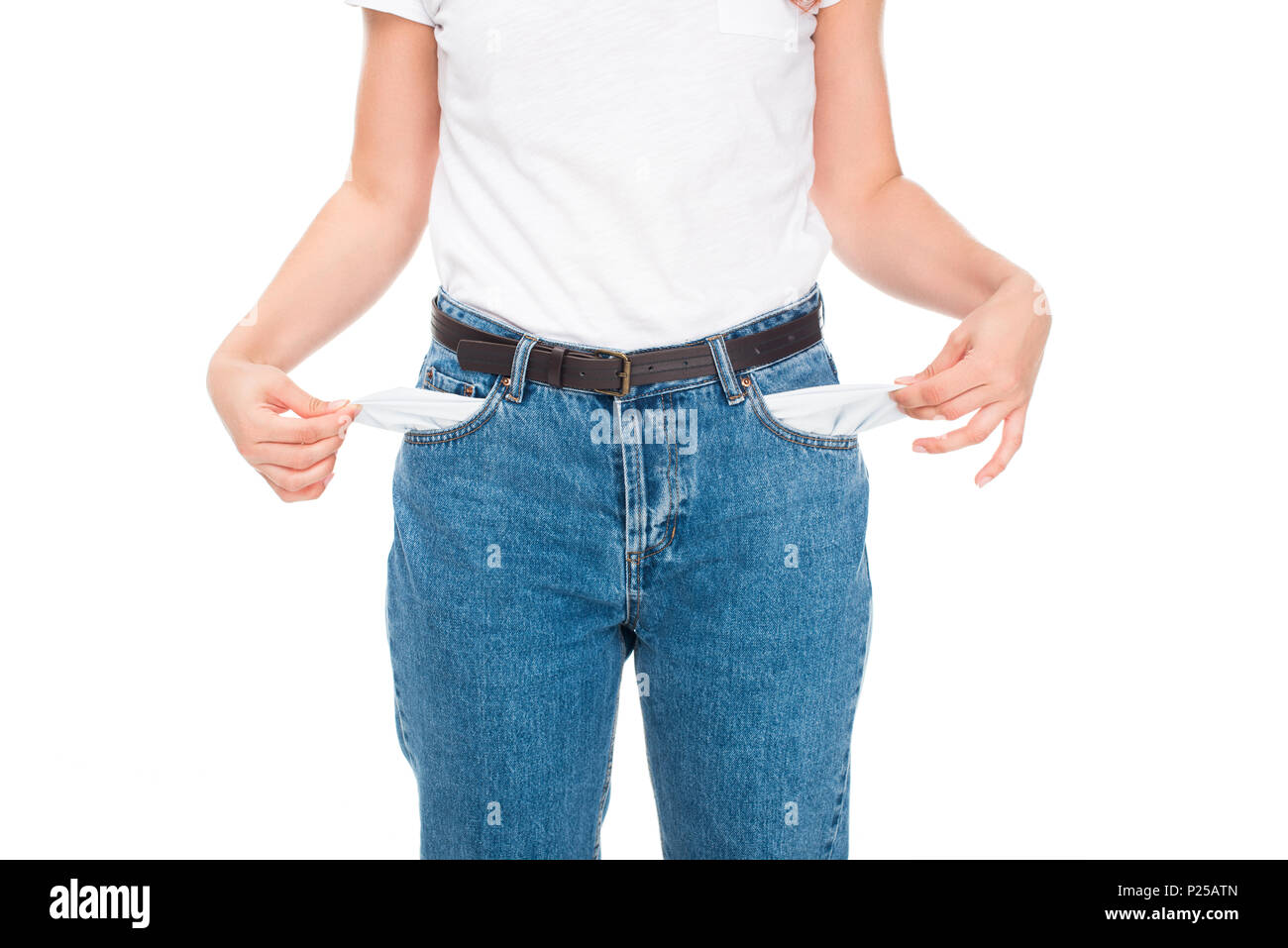 Woman with empty pockets hi-res stock photography and images - Alamy